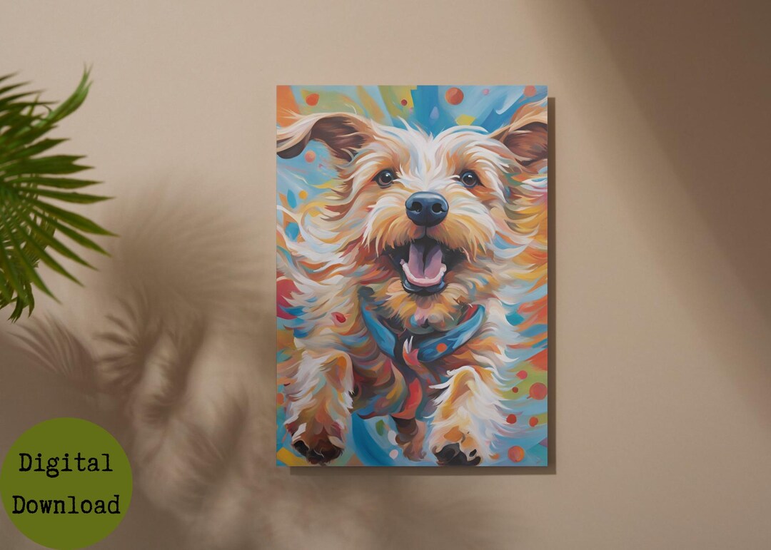 Colourful Terrier Dog Abstract Art Digital Print. Vibrant Pet Portrait ...