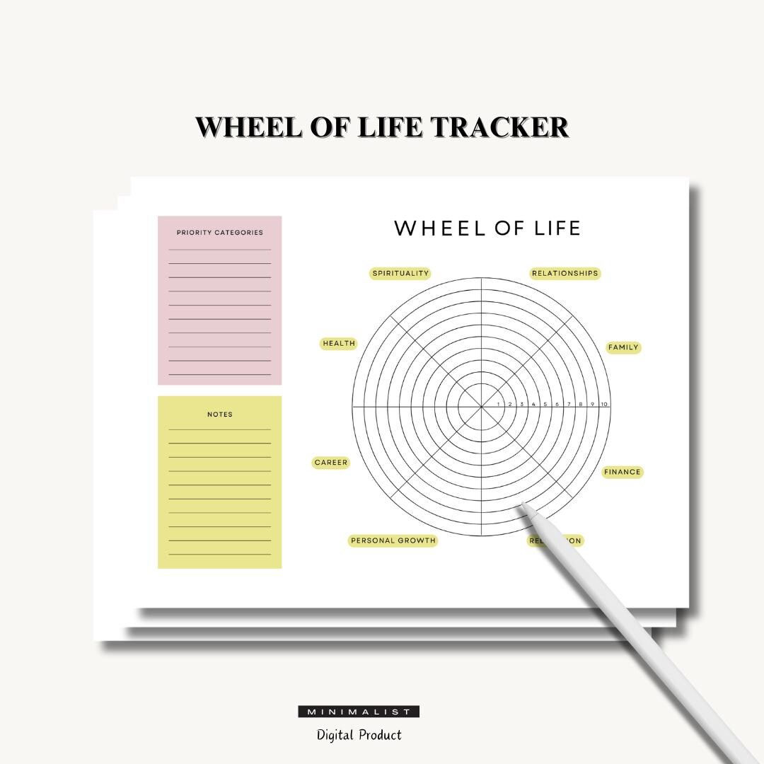 Wheel of Life Tracker Sheet, Personal Development Planner, Goal Setting ...