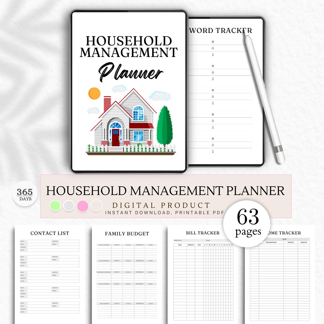 Household Management Planner, Family Organizer, Home Management Tool ...