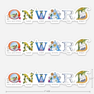 Onward – 6” Wide Vinyl Sticker With Illustrated Letters Featuring ...