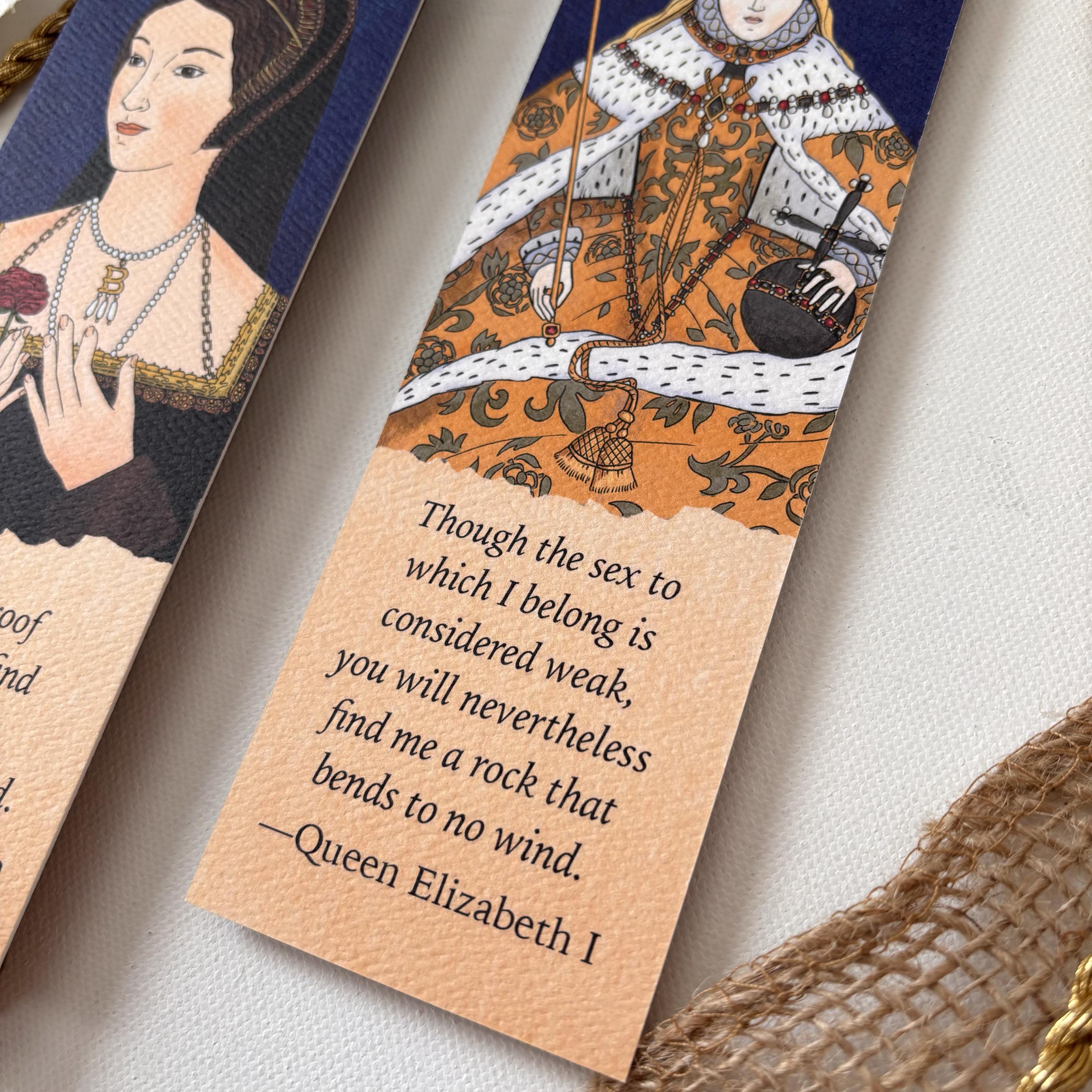 Anne Boleyn and Elizabeth I Tudor Queen Portrait Bookmark With ...