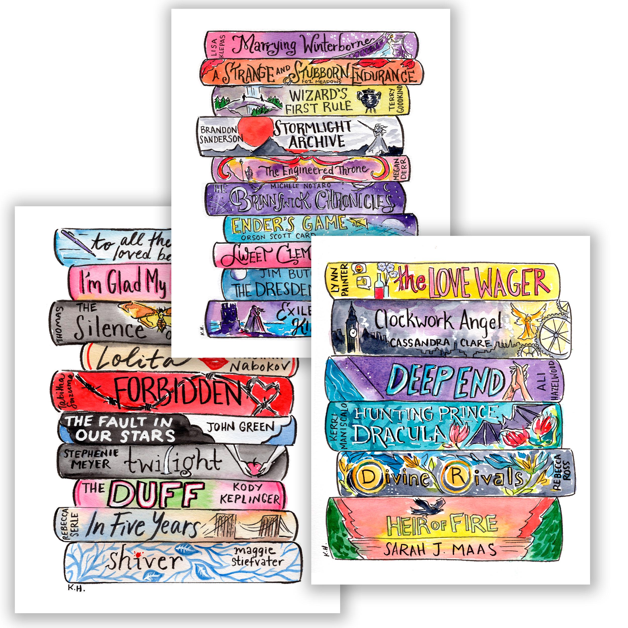 Custom Watercolor Book Stack Painting: Personalized Book Lover Gift - Etsy