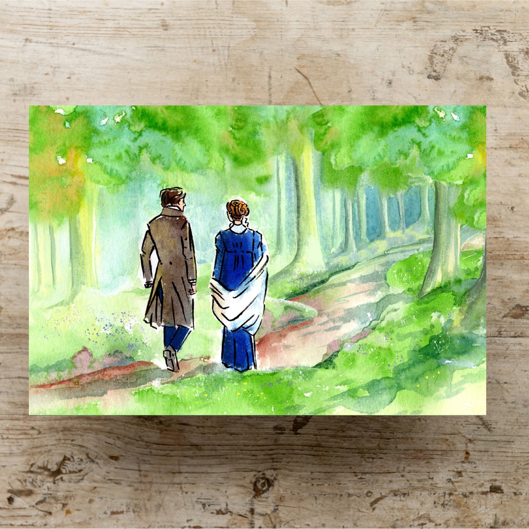 Sense and Sensibility Edward Ferrars and Elinor Dashwood Watercolor Art ...
