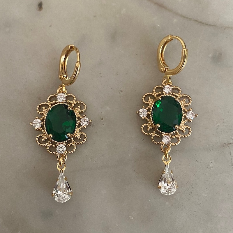 Green Earrings - Etsy
