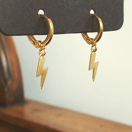 Lightning Bolt Hoops Lightning Bolt Earrings Lightning Bolt - Etsy