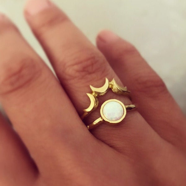 Opal Triple Moon Ring - Etsy