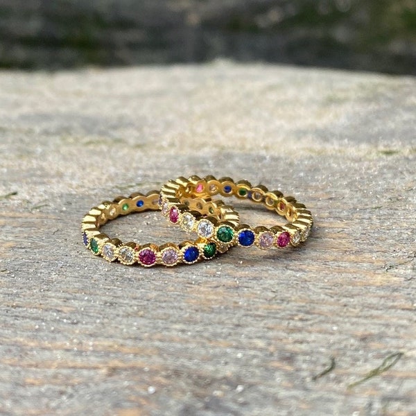 Rainbow Jewel Ring - Etsy