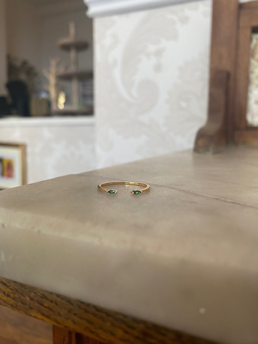 Emerald Green Double Jewel Ring - Etsy