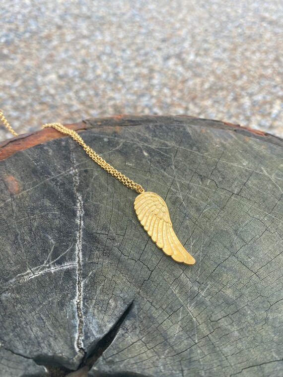Angel Wing Long Chain Pendant Necklace | Etsy
