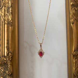 Gold Ruby Red Jewel Necklace - Etsy