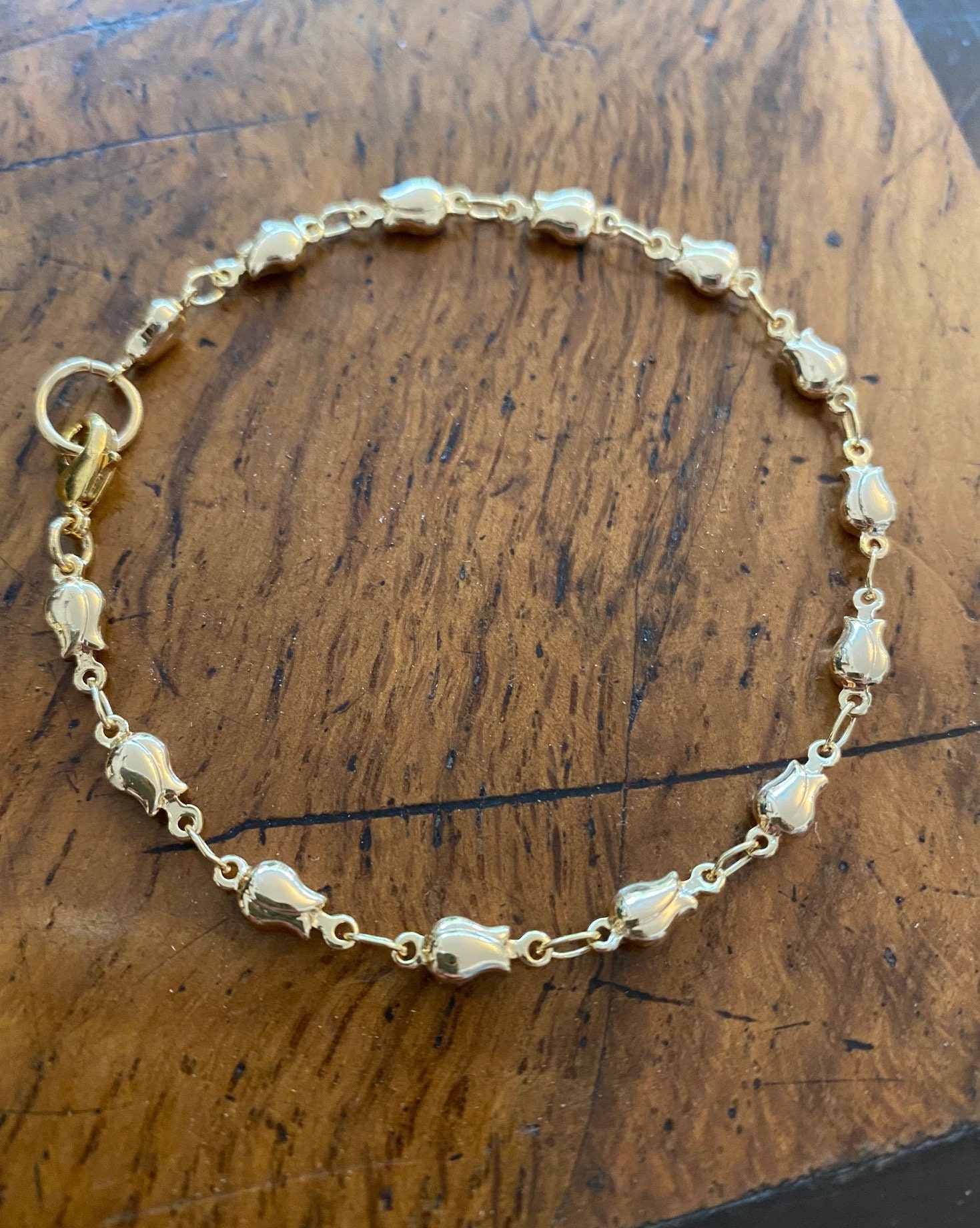 Tulip Flower Chain Bracelet - Etsy