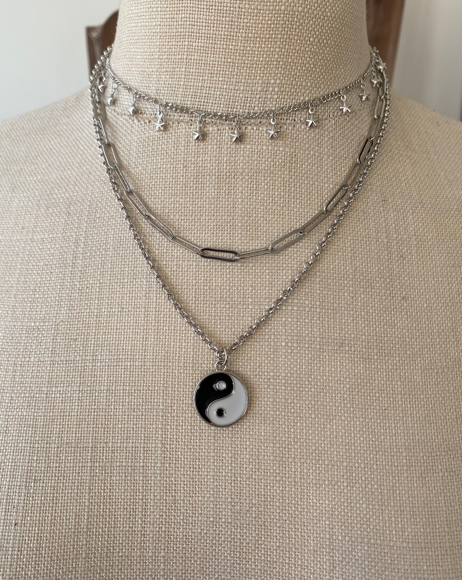 Silver Ying Yang Necklace | Etsy