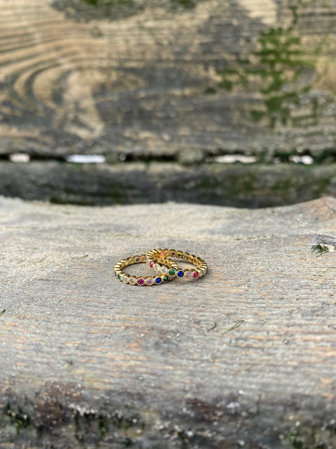 Rainbow Jewel Stacking Ring - Etsy