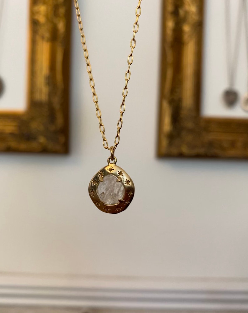 Gold Crystal Quartz Medallion Necklace - Etsy