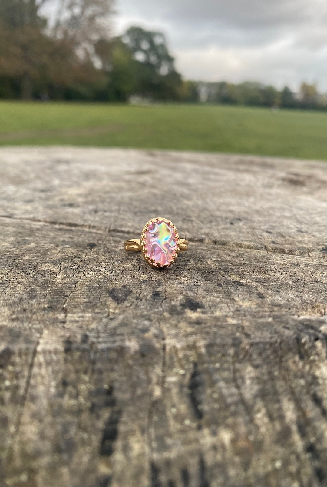 Pink Vintage Stone Ring - Etsy