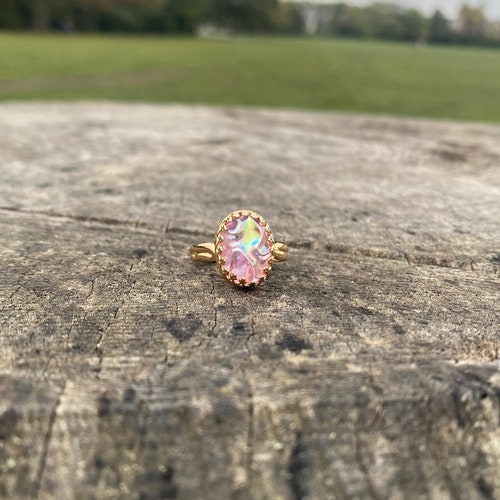 Pink Vintage Stone Ring - Etsy