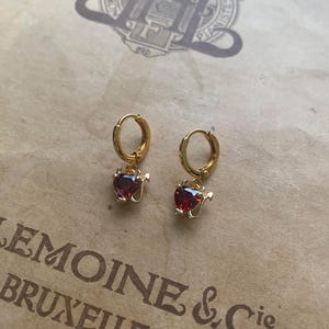 Dark Red Heart Devil Huggie Hoop Earrings - Etsy