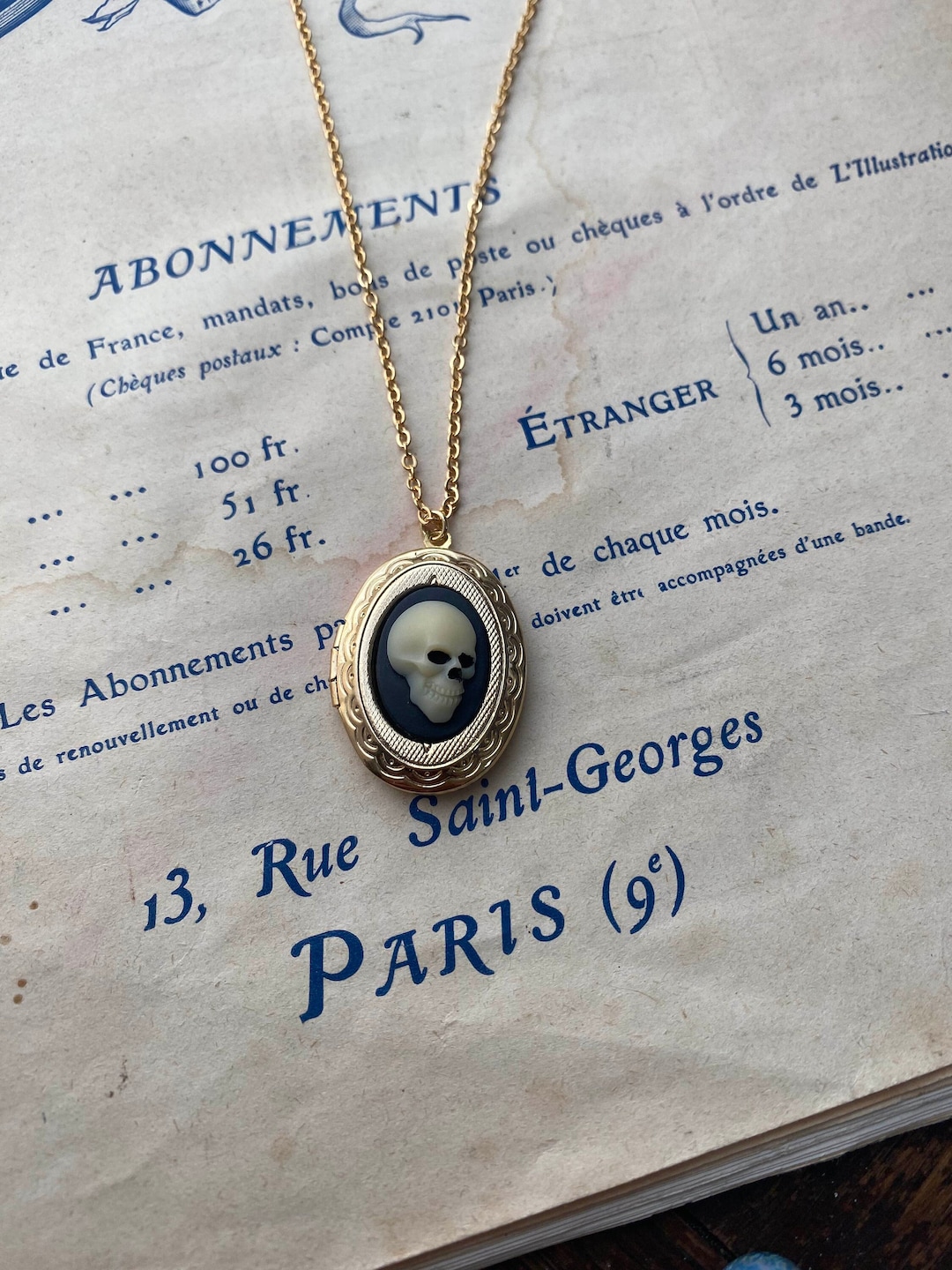 MR BONES Cameo Locket Necklace - Etsy