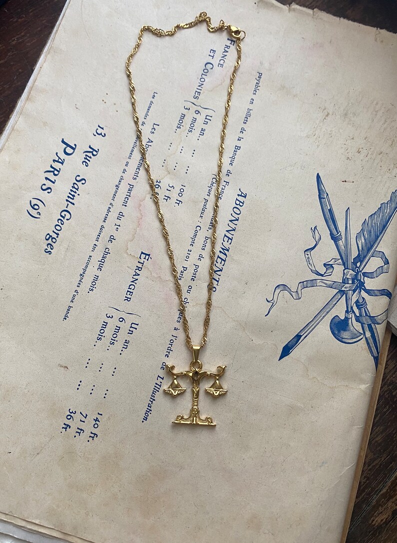 Gold-plated Scales Pendant Necklace | Libra Zodiac Gift | Justice ...