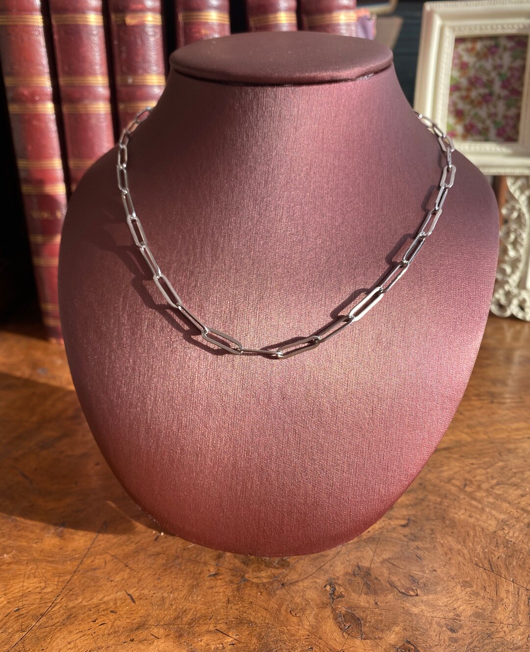 Stainless Steel Paper Clip Style Chain Necklace - Etsy