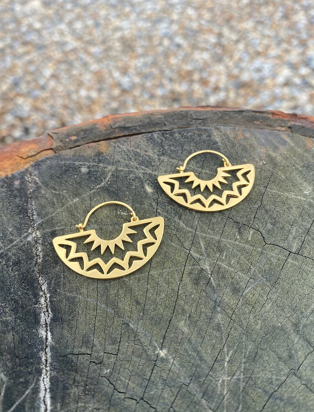 Gold Aztec Hoop Earrings - Etsy