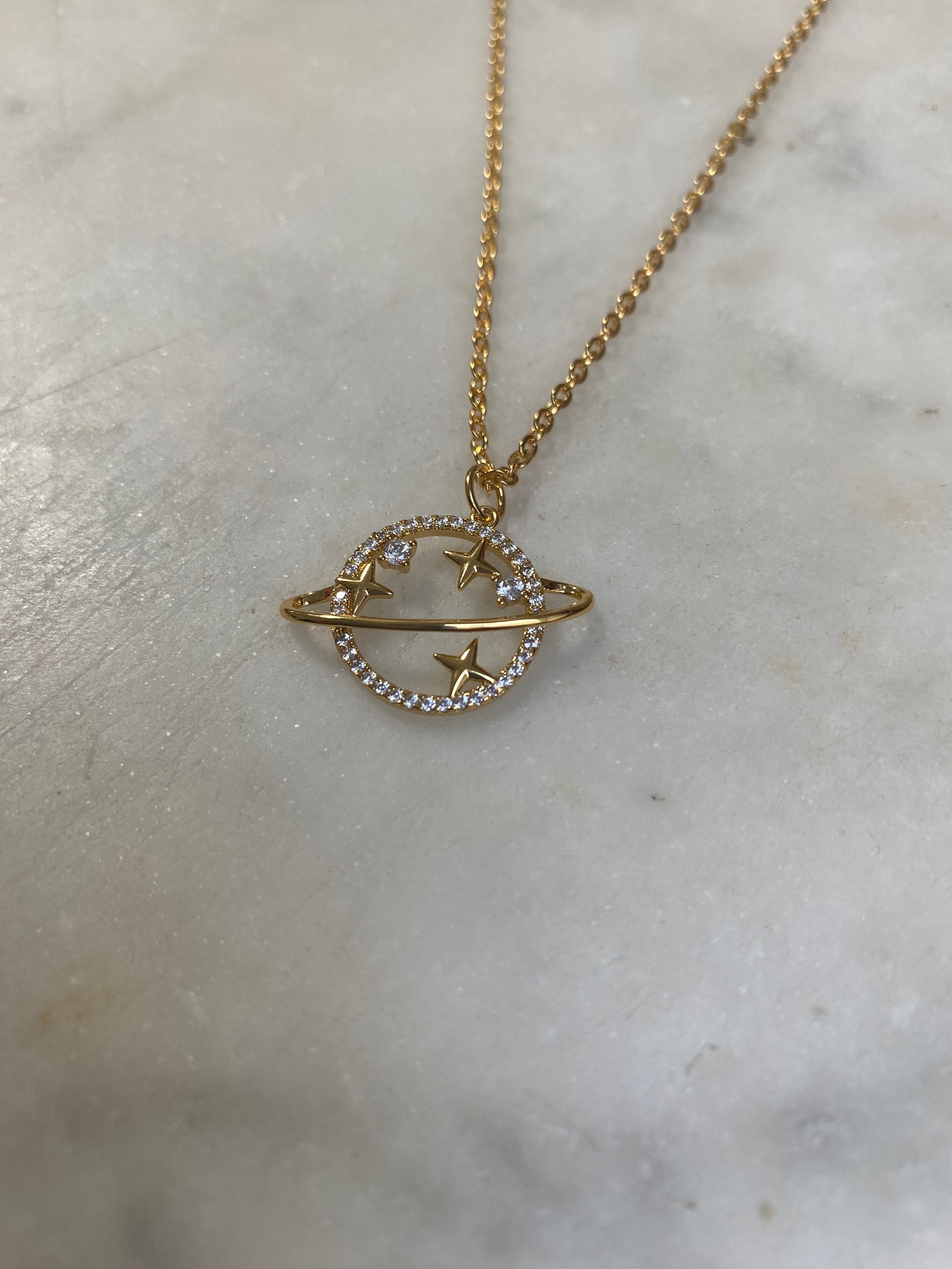 Crystal Planet Saturn Necklace