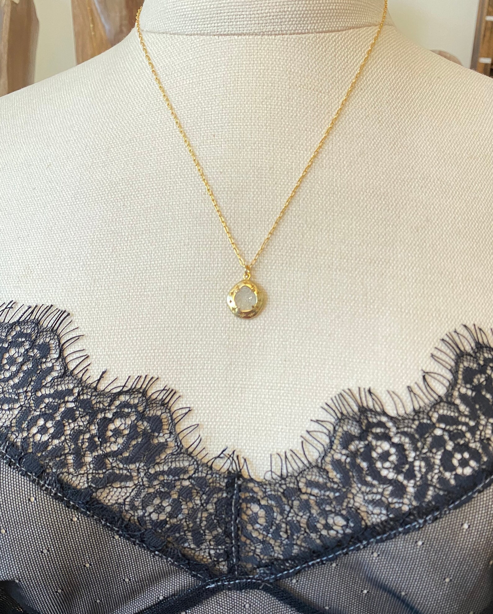 Gold Crystal Quartz Medallion Necklace - Etsy