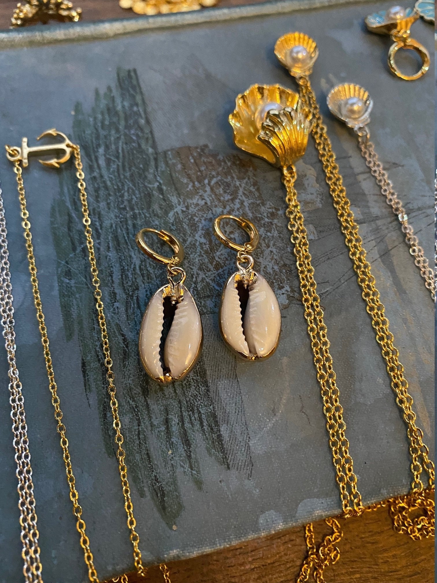 Gold Cowrie Shell Earrings