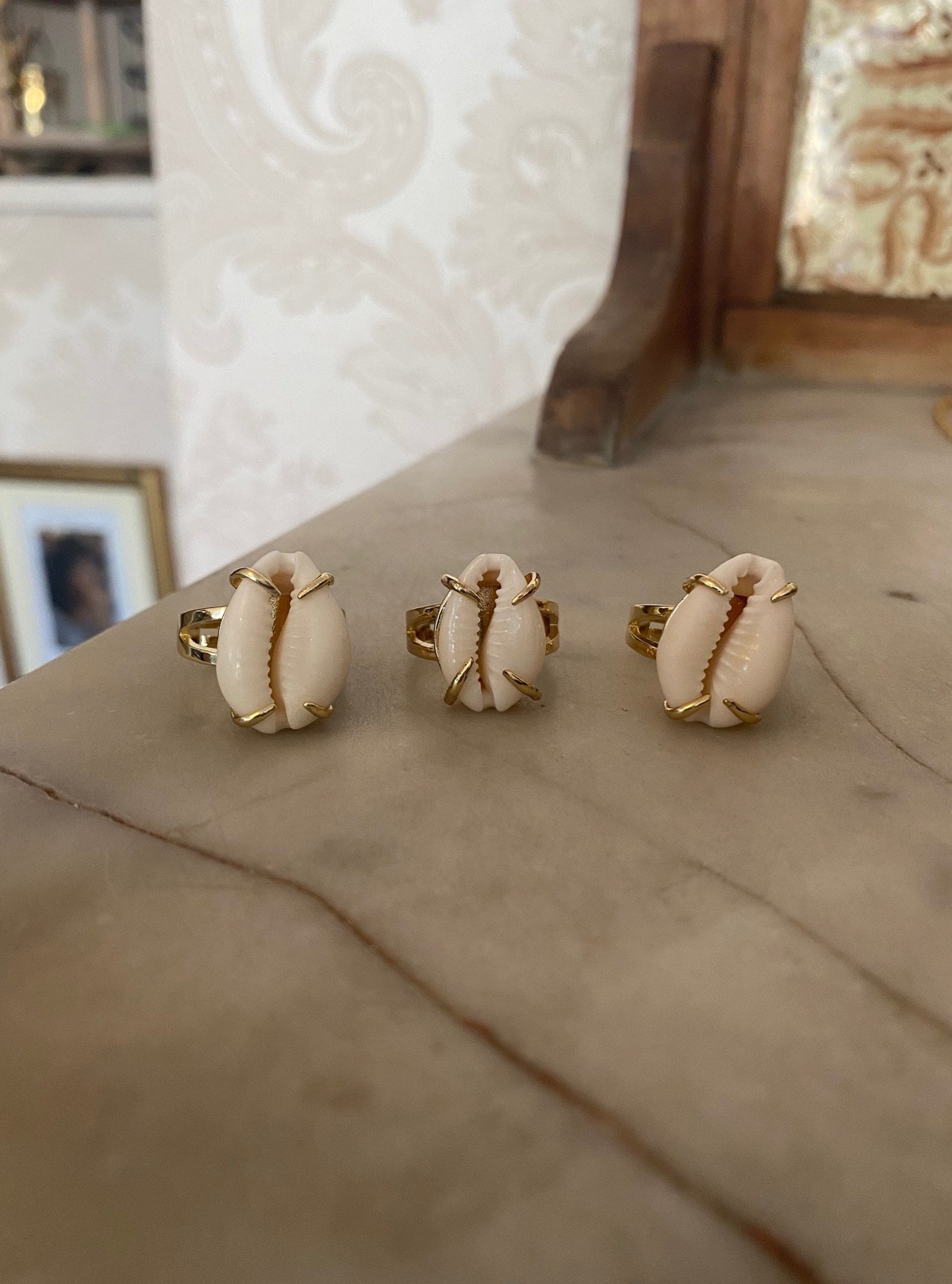 Gold Cowrie Shell Ring - Etsy