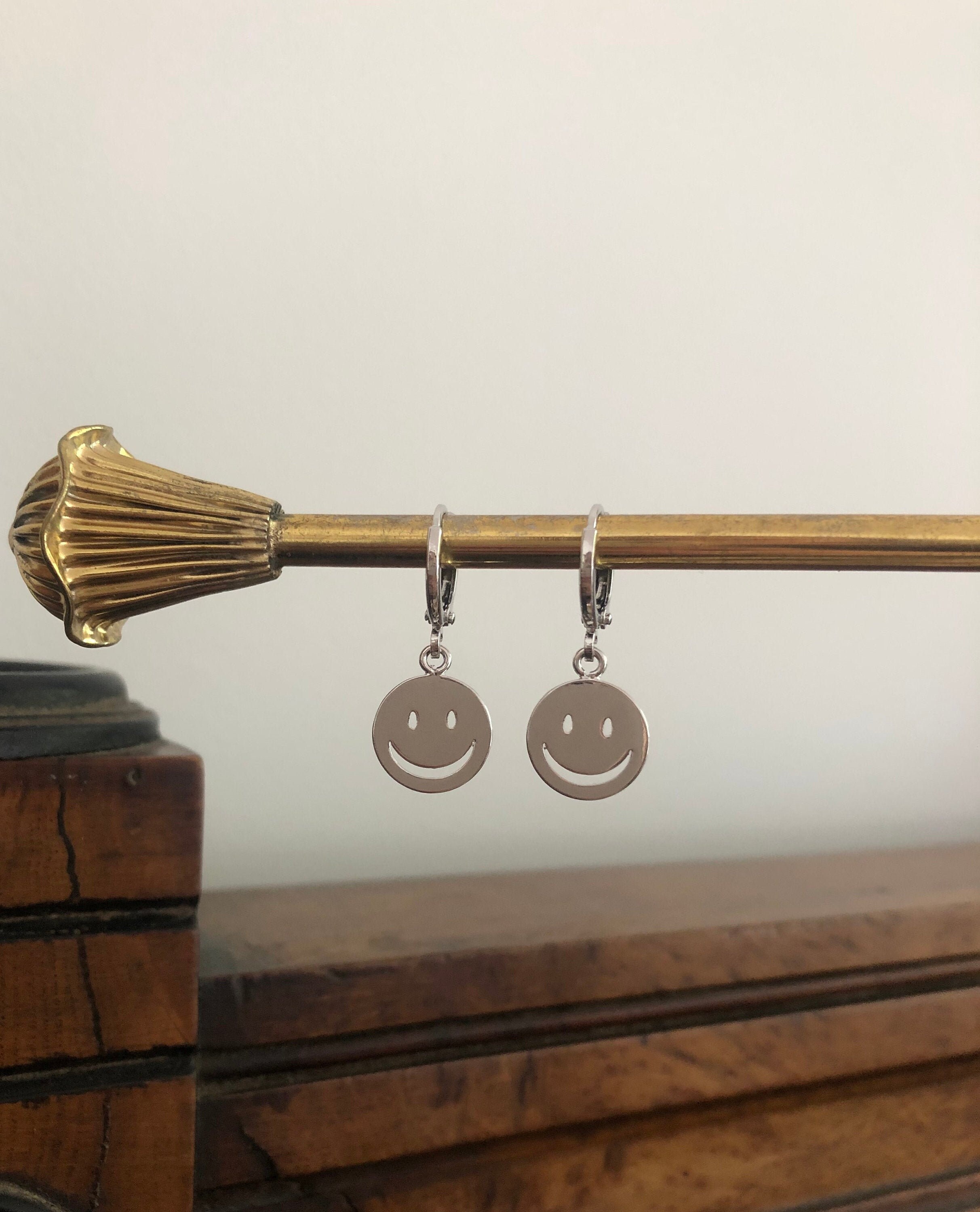 Smiley Face Huggie Hoop Earrings | Etsy