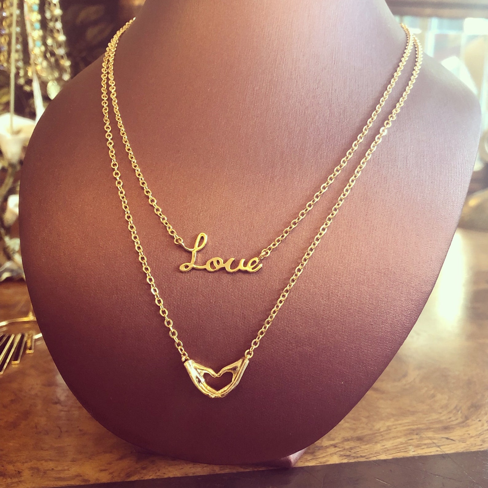 Hand Heart Necklace - Etsy