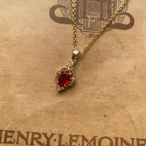 Gold Ruby Red Jewel Necklace - Etsy