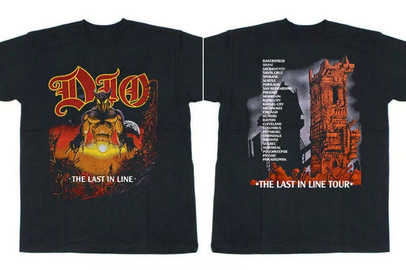 Vintage 80s Dio Last in Line Tour T-shirt New Gildan Double Side - Etsy