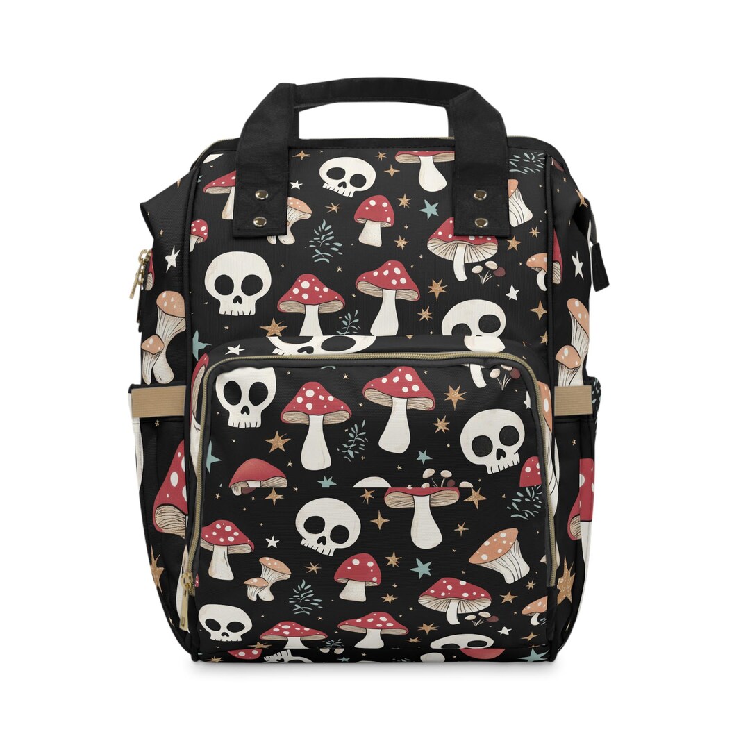 Cottage Core Mushroom and Skull Multifunctional Unique Diaper Bag ...