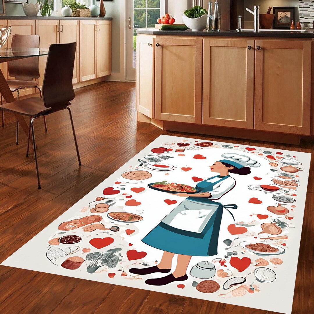 Kıtchen Pattern Rug,chef Pattern Rug,washable Kitchen Rug,non-slip Rug ...