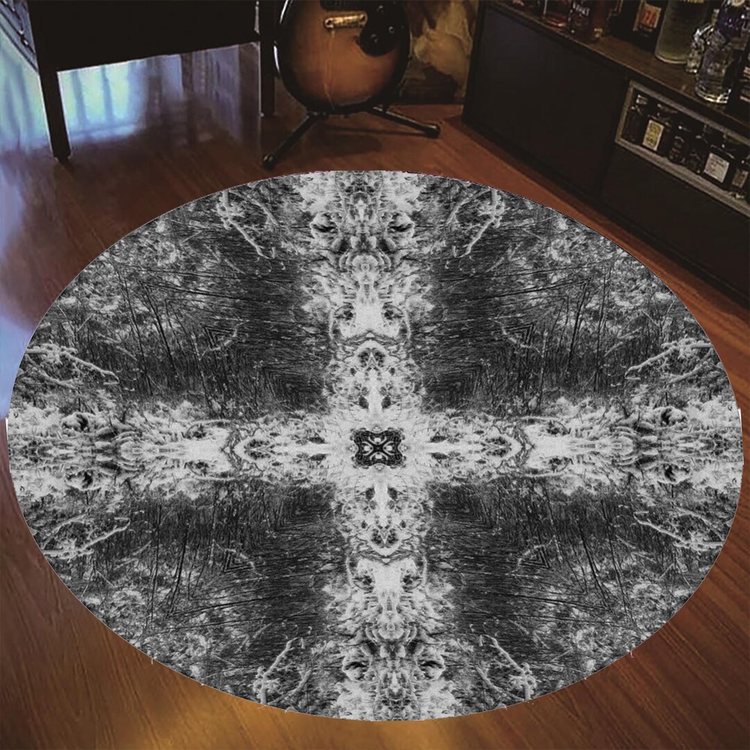 Black-grey Round Rug,round Carpet,gothic Rug,washable Rug,non-slip Rug ...