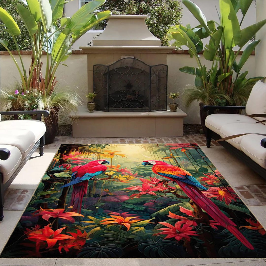 Parrot Patterned Rug,outdoor Rug,door Mat,outdoor Decor,garden Decor ...