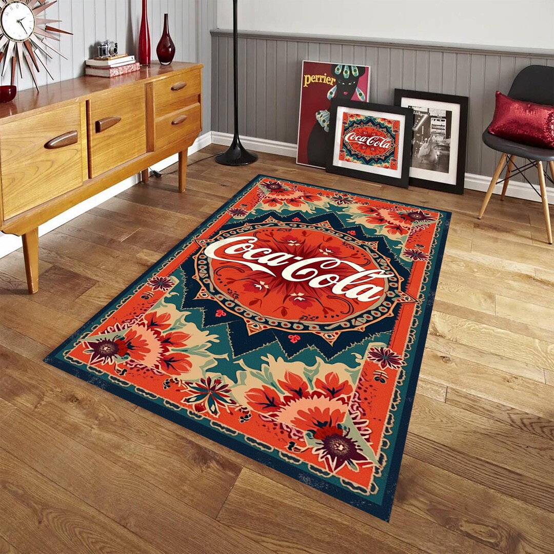 Coca Cola Patterned Rug, Coca Cola Design Ethnic Rug, Ethnic Rug,coca ...