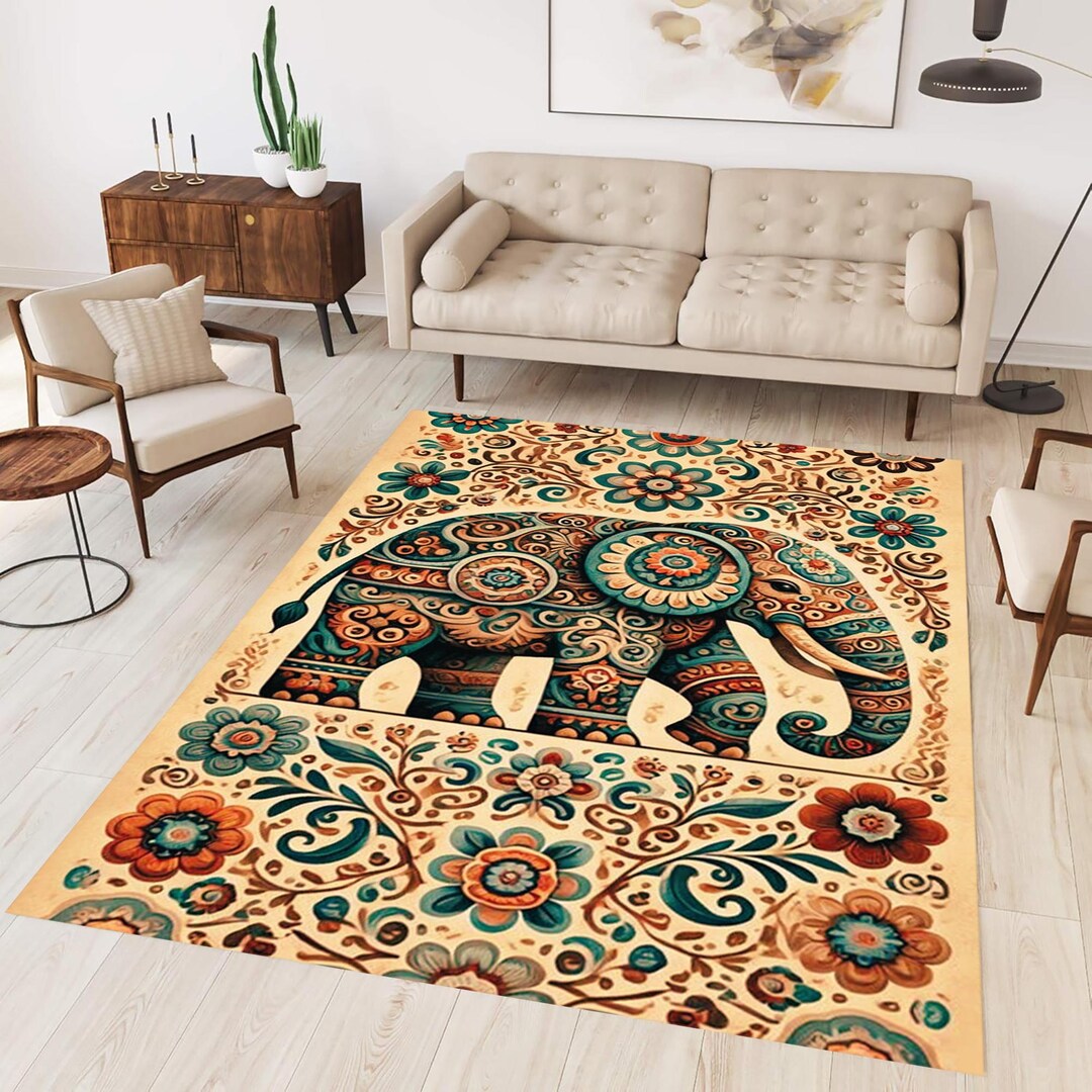 Elephant Rug,elephant Carpet,modern Rug,mathers Day Gıft,large Rug ...