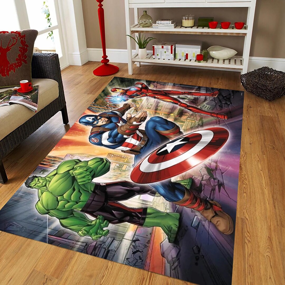 Marvel Desing Rug,hulk Modern Rug,forest Pattern Rug,washable Rug,non ...