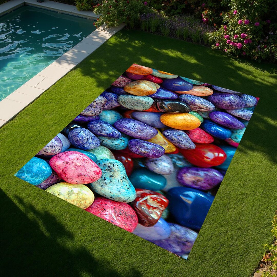 Farmhouse Rug,garden Rug,outdoor Design Rug,pebble Stone Patterned Rug ...