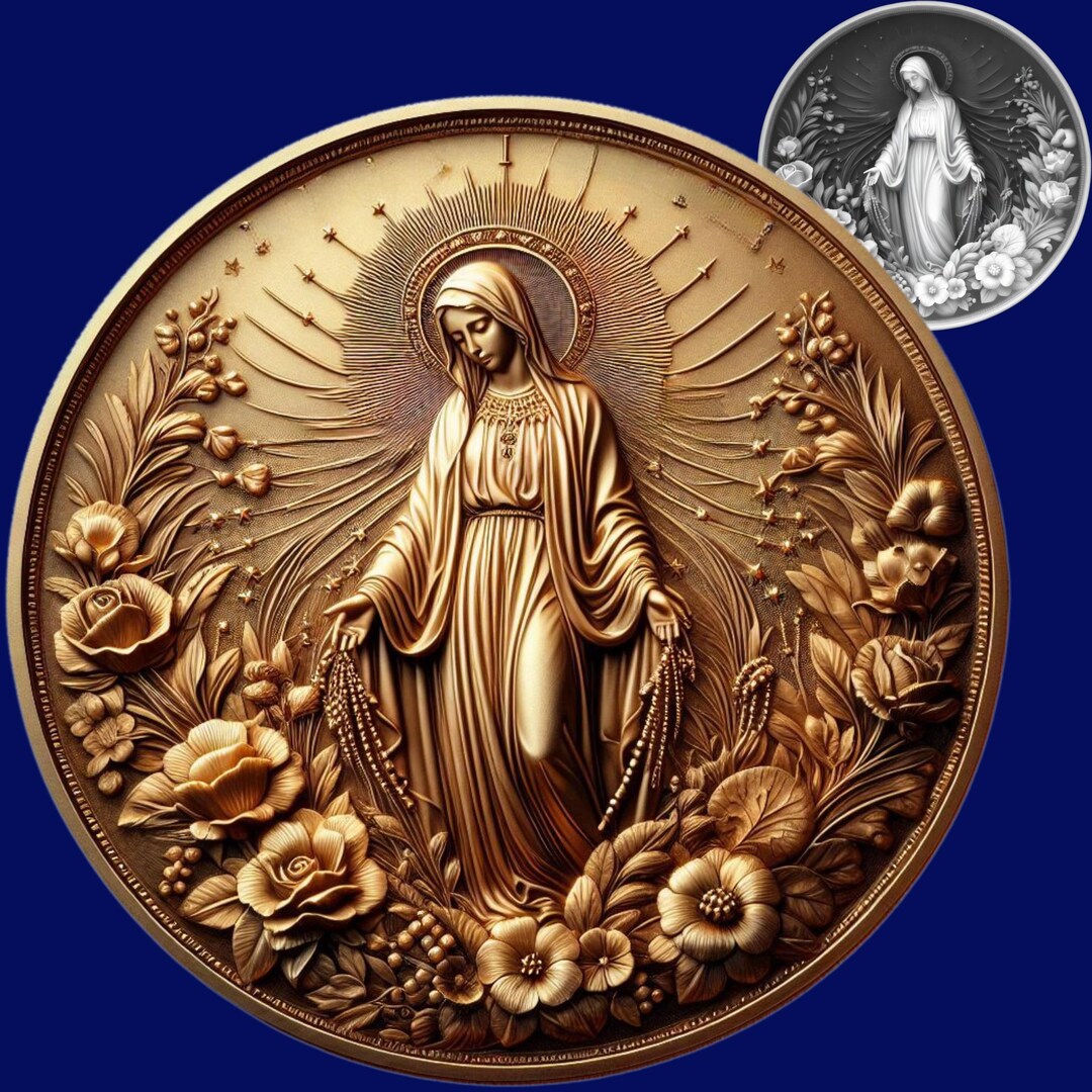Virgin Mary | Stl File | Depth Map | Height Map | Coin 3D Laser (PNG ...