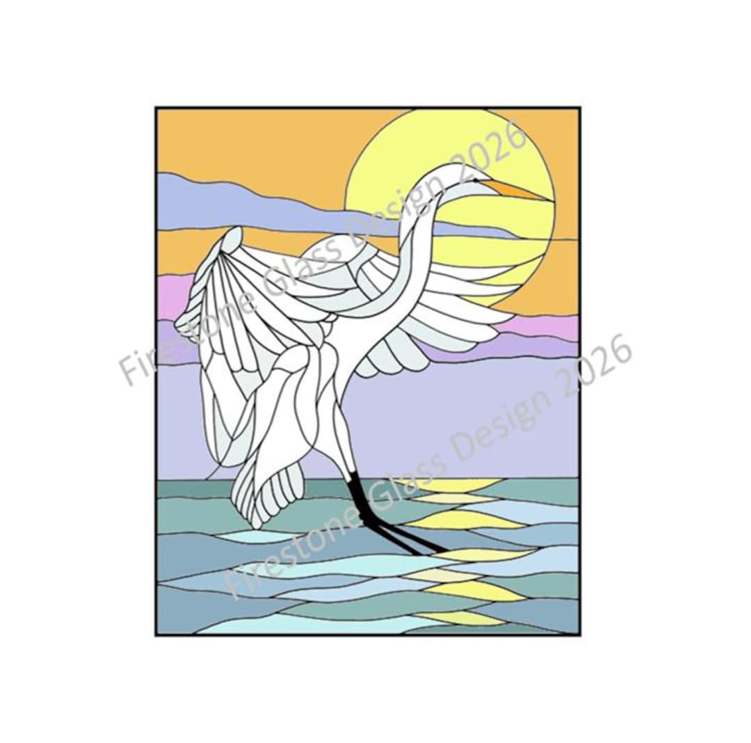 Egret Stained Glass Pattern, DIY Window Art (PDF Pattern) - Etsy