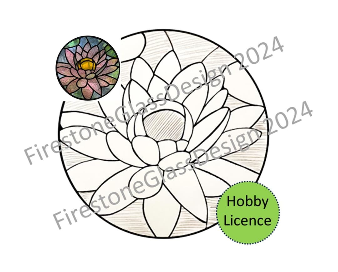 Pink Water Lily Stained Glass Pattern - Hobby Licence - Etsy