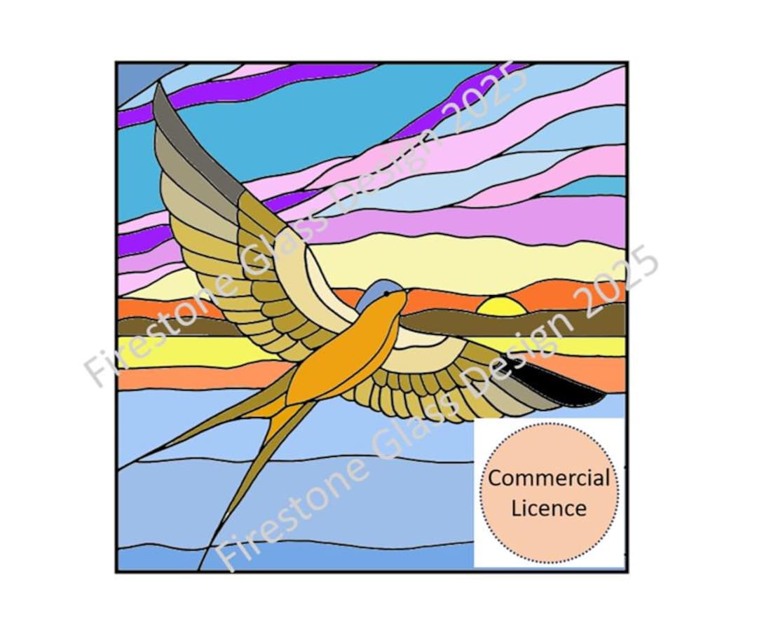Swallow Stained Glass Pattern - Commercial Licence - Etsy