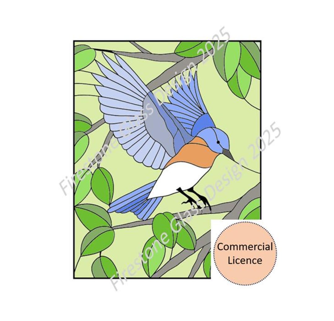 Bluebird in Flight Stained Glass Pattern - Commercial Licence - Etsy