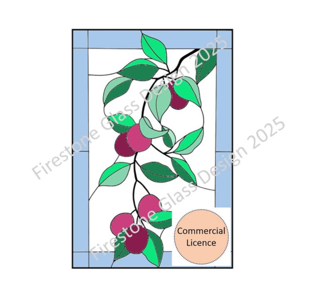 Plum Tree Branch Stained Glass Pattern - Commercial Licence - Etsy