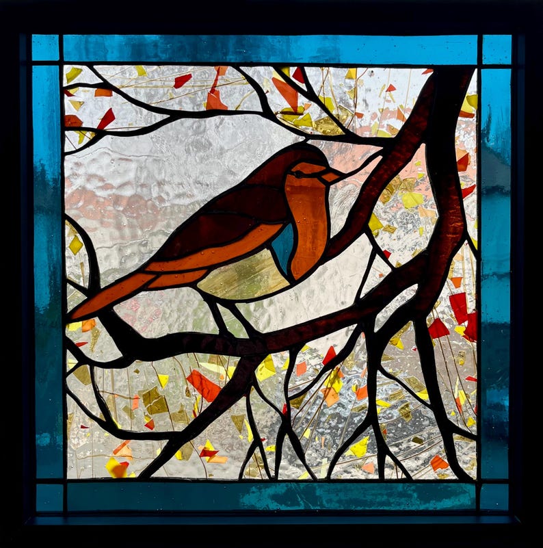 Red Breasted Robin Stained Glass Pattern *hobby Licence - Etsy