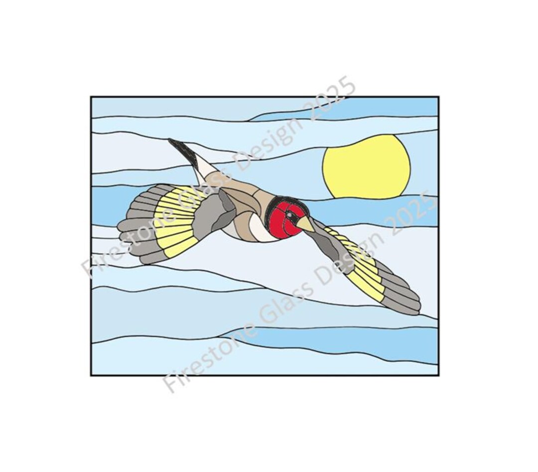Goldfinch in Flight Stained Glass Pattern - Etsy