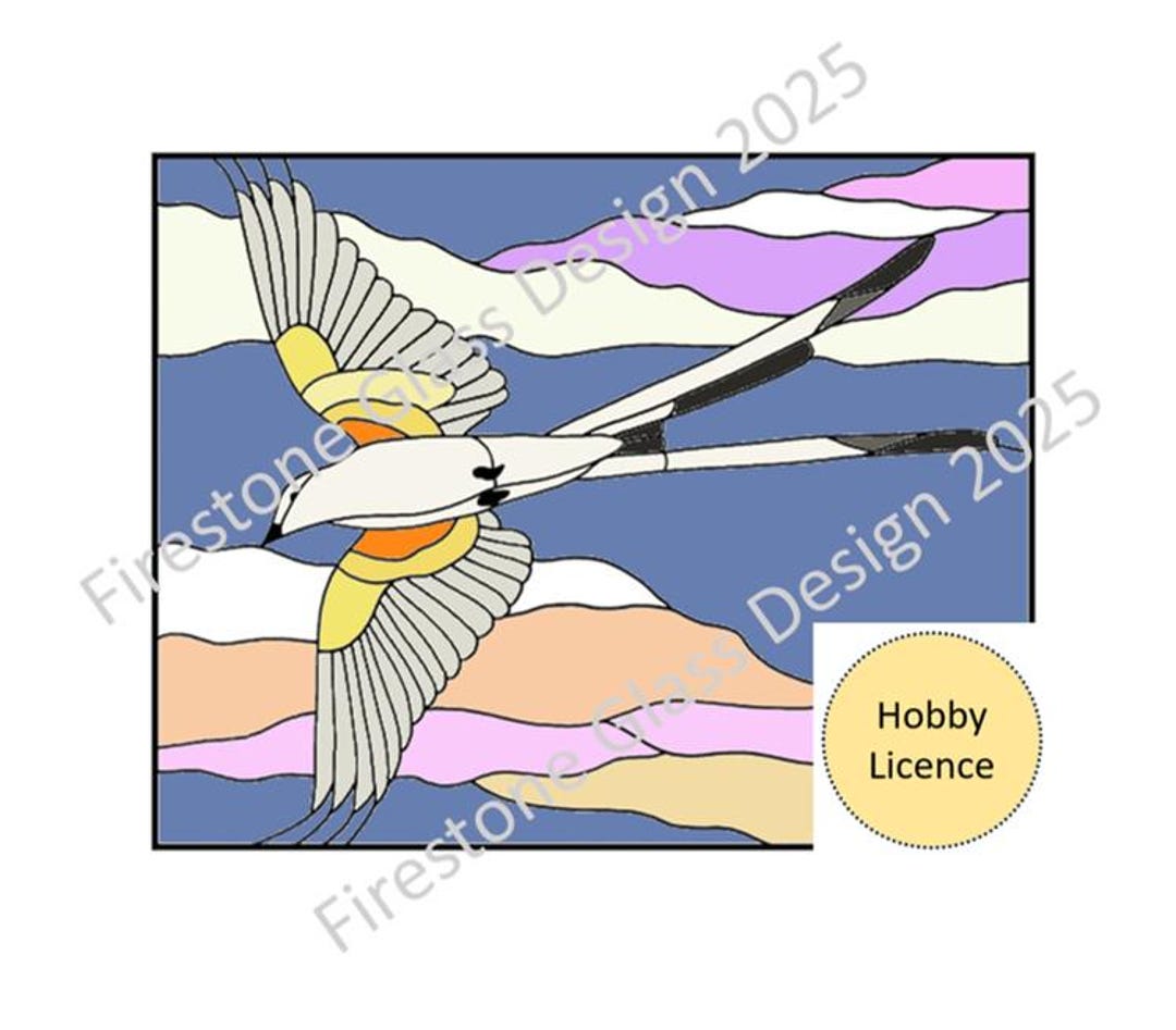Scissor Tailed Flycatcher Bird in Flight Stained Glass Pattern - Hobby ...